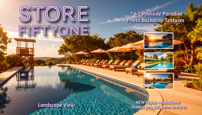 Second Life Marketplace - * 4 * Poolside Paradise Photo Studio Backdrop Textures - 2K Resolution ...